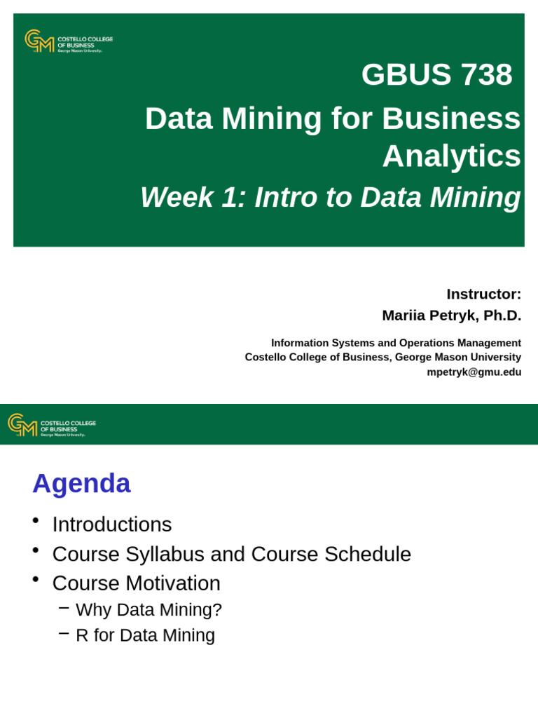 Week 1 - Intro To Data Mining | PDF | Analytics | Data Mining