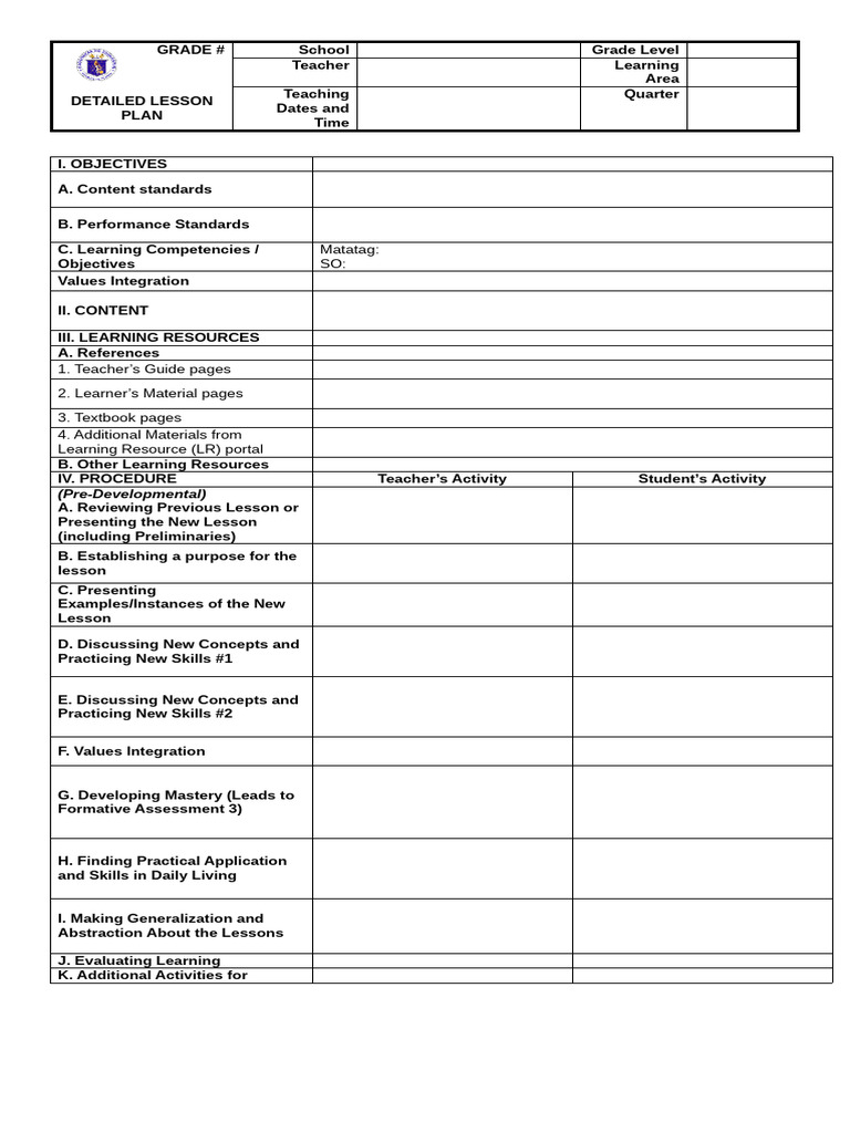 New Template Lesson Plan | PDF | Lesson Plan | Learning