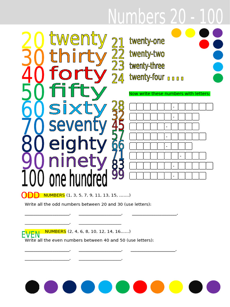 Numbers 20100 Fun Activities Games Grammar Drills Grammar Guides 15801 ...