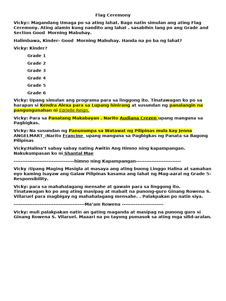 Flag Ceremonyscript | PDF