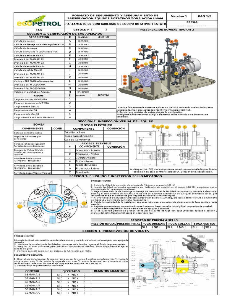 Preservación y Verificación de Bombas OH-2 | PDF | Bomba | Tornillo