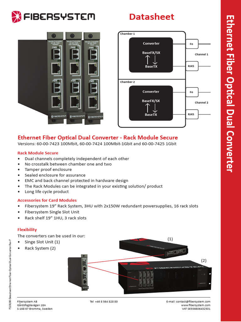FS19198 Datasheet Ethernet Fiber Optical Dual Converter Rev F | PDF ...