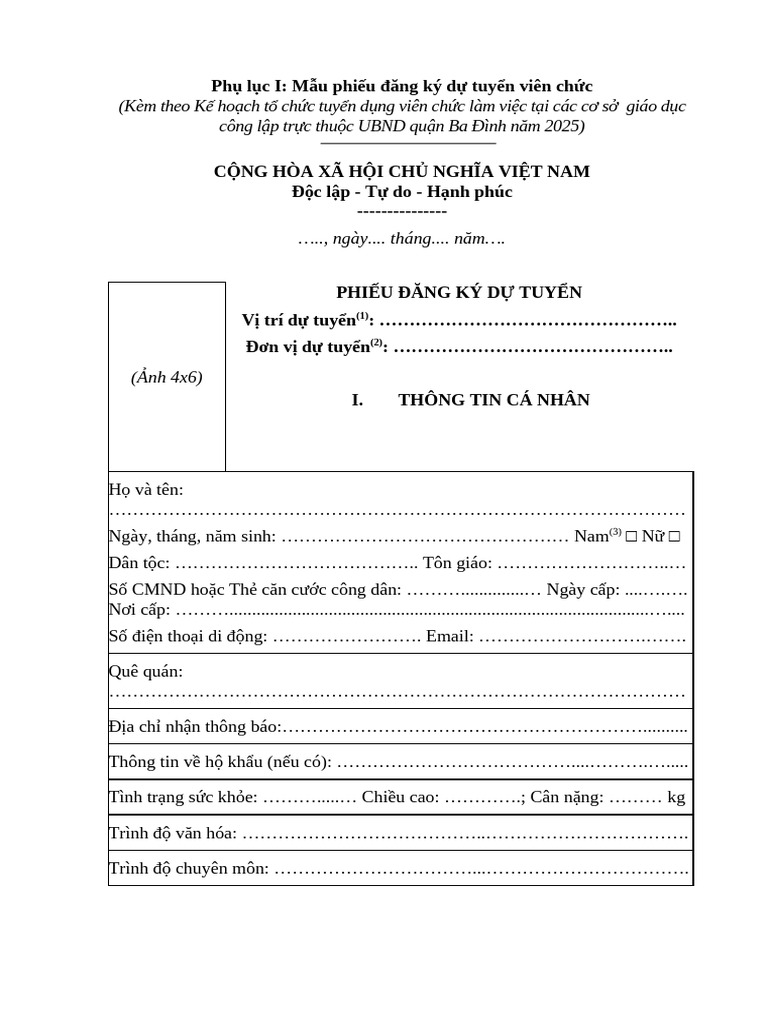 Mau Phieu Dang Ky | PDF