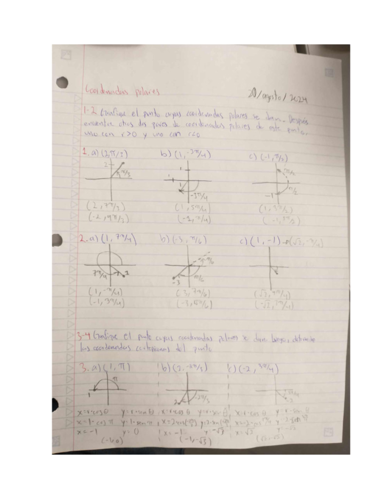 Coordenadas Polares Tarea | PDF