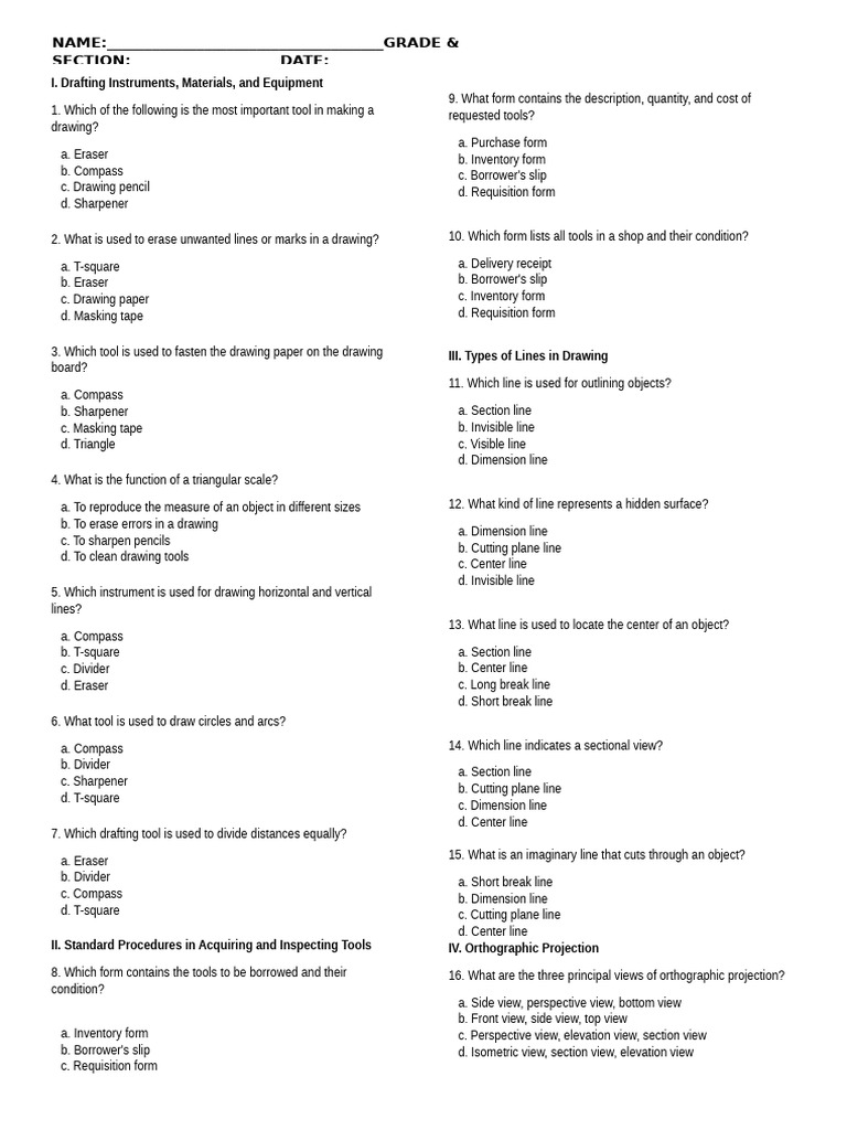 Grade 8 Final Exam Honors | PDF | Drawing | Pipe (Fluid Conveyance)