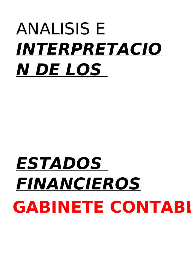 Analisis e Interpretacion de Los Estados Financieros | PDF