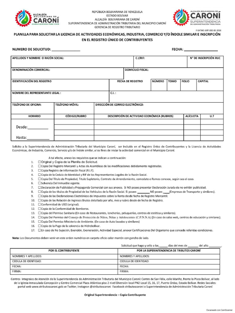 RT Planilla Inscripcion | PDF