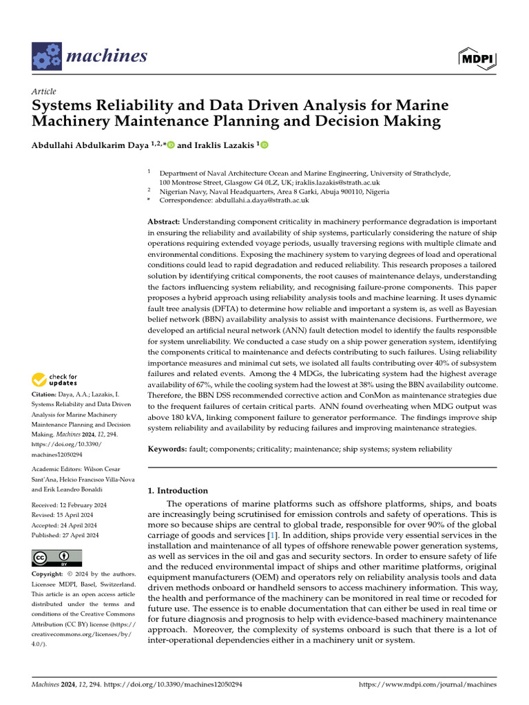machines-12-00294-v2 | PDF | Reliability Engineering | Machine Learning