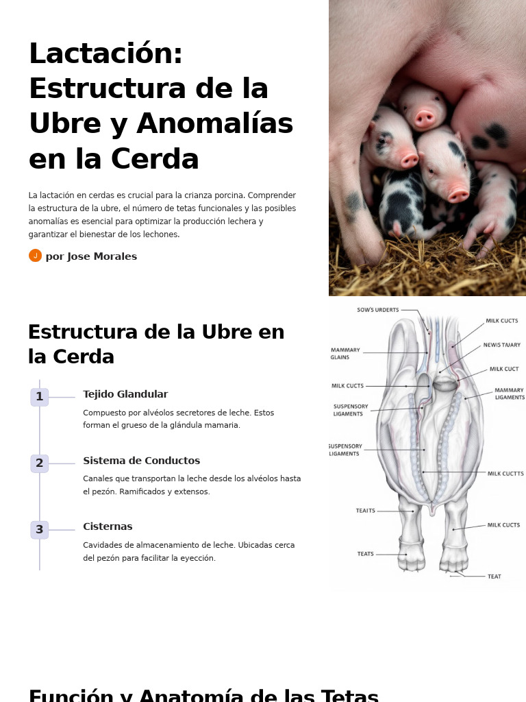 Estructura y Anomalías de la Ubre en Cerdas | PDF | Pecho | Leche