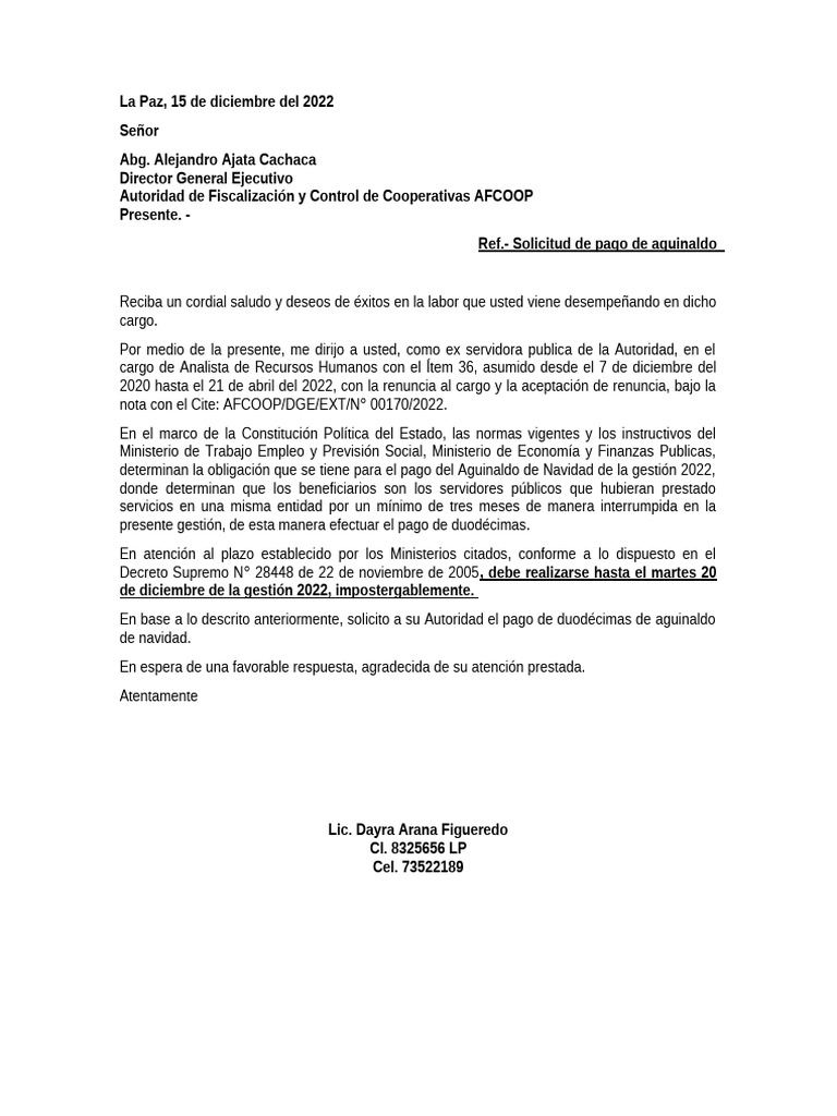 carta de aguinaldo | PDF