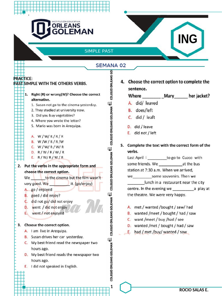 Práctica 4to y 3ero, 4to Integral de Secundaria Inglés 21-03-2025 Orleans Goleman | PDF