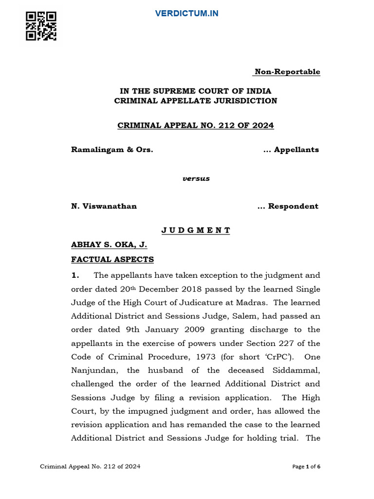 Ramalingam V N Viswanathanwatermark 1580617 | PDF | Judgment (Law) | Appeal