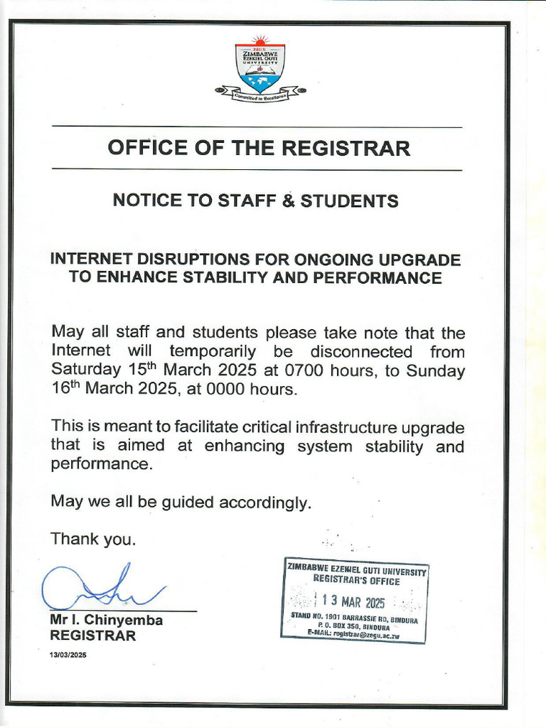 Notice - Internet Disruptions | PDF