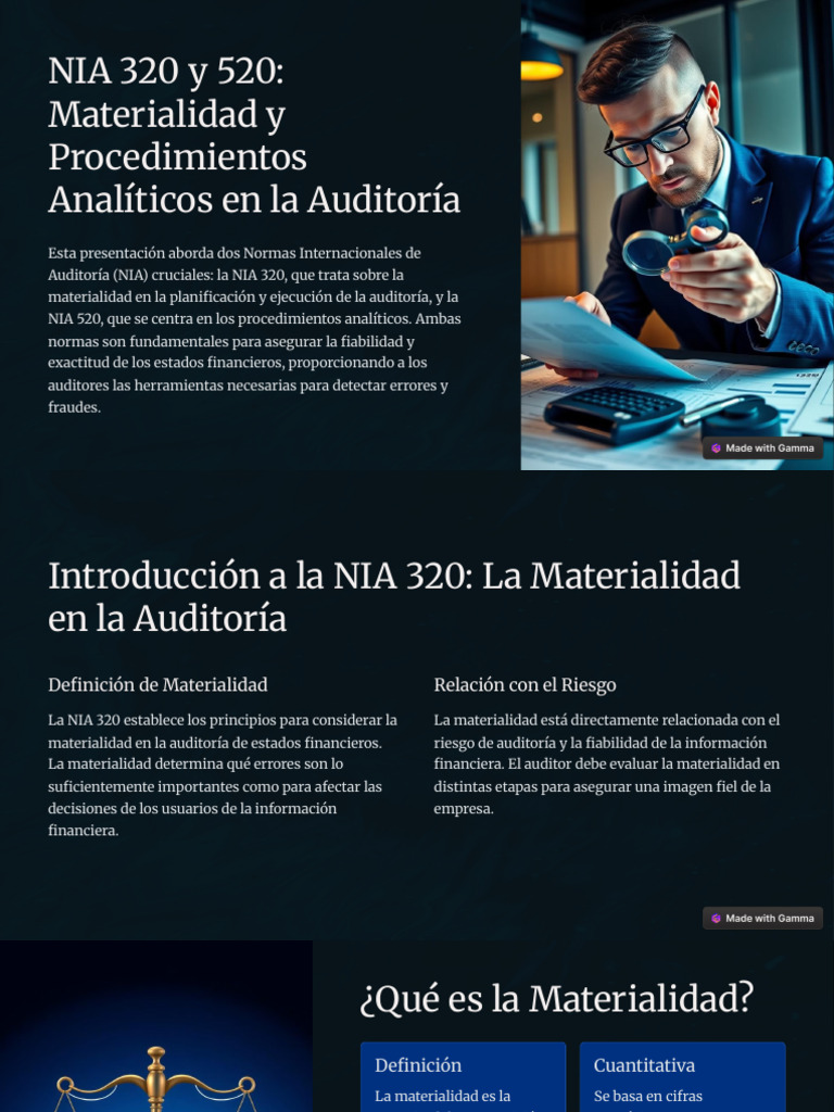 NIA 320 y 520 Materialidad y Procedimientos Analiticos en La Auditoria ...