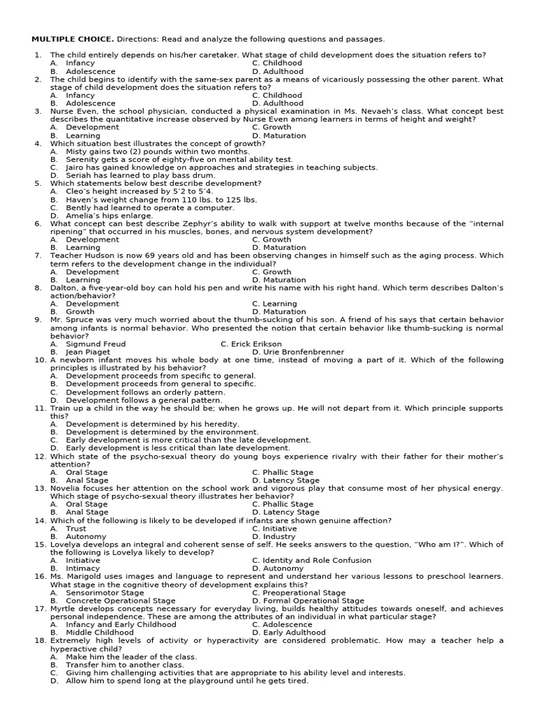 Educ 101 Multiple Choice Reviewer | PDF | Cognitive Development | Behavioural Sciences