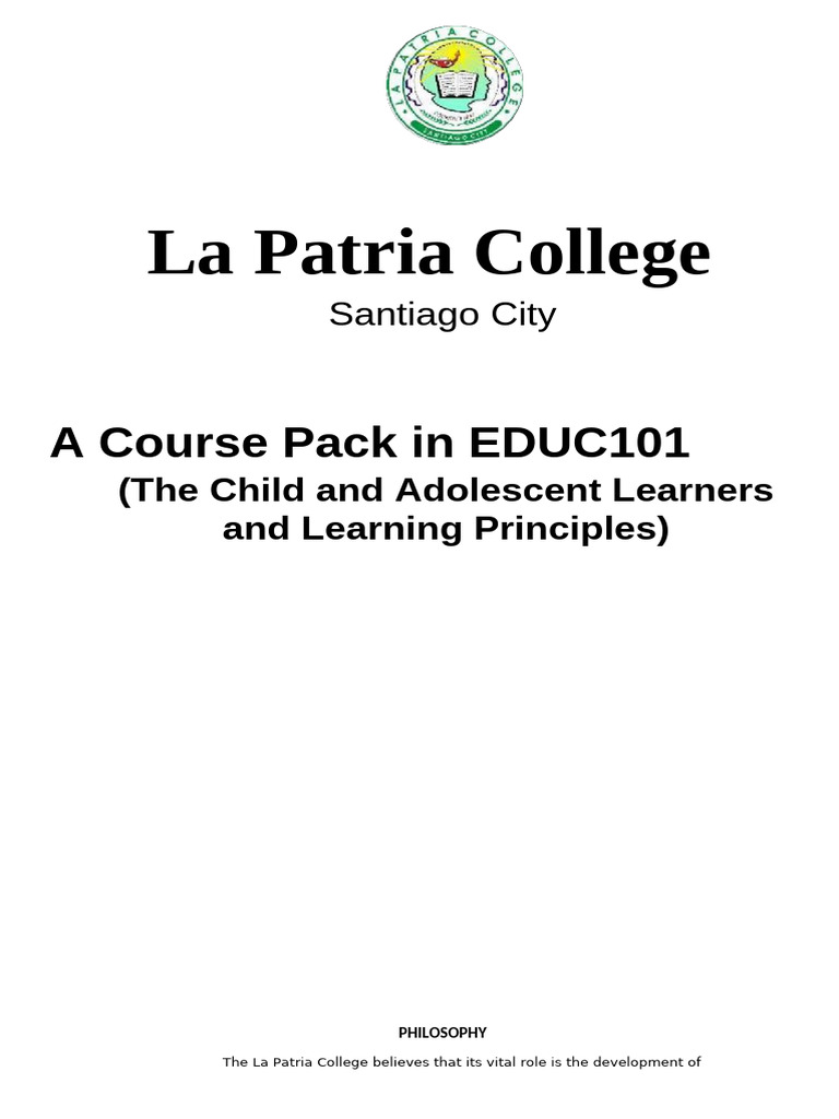Course Pack EDC 101 | PDF | Schema (Psychology) | Cognitive Development