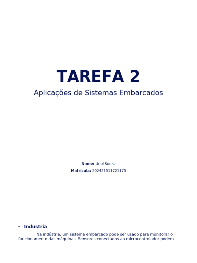 Tarefa 2 | PDF | Microcontrolador | Tráfego