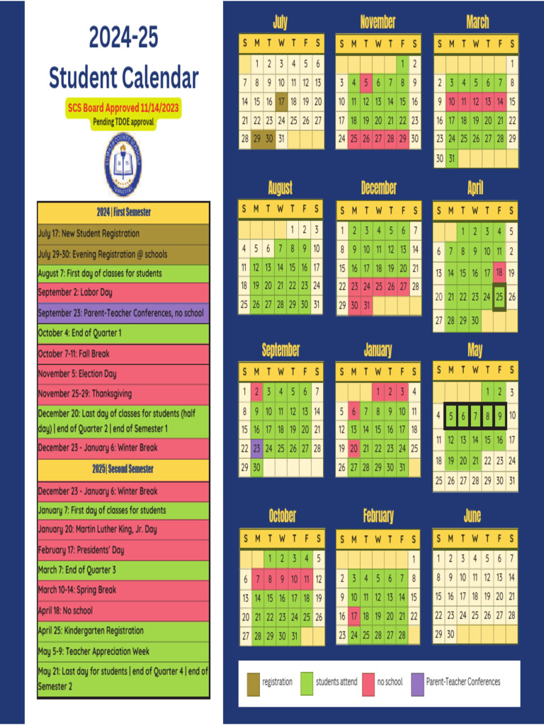 Student Calendar 2024-2025e | PDF | Schools | Educational Stages