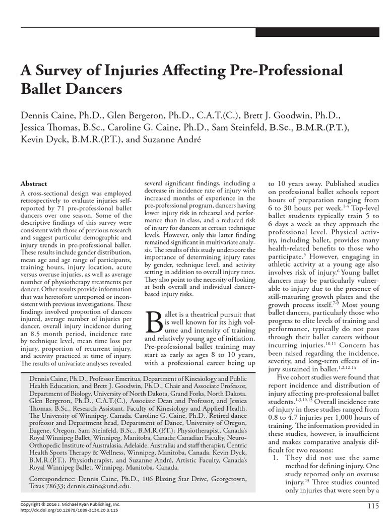 A Survey of Injuries Affecting Pre-Professional Ballet Dancers | PDF ...