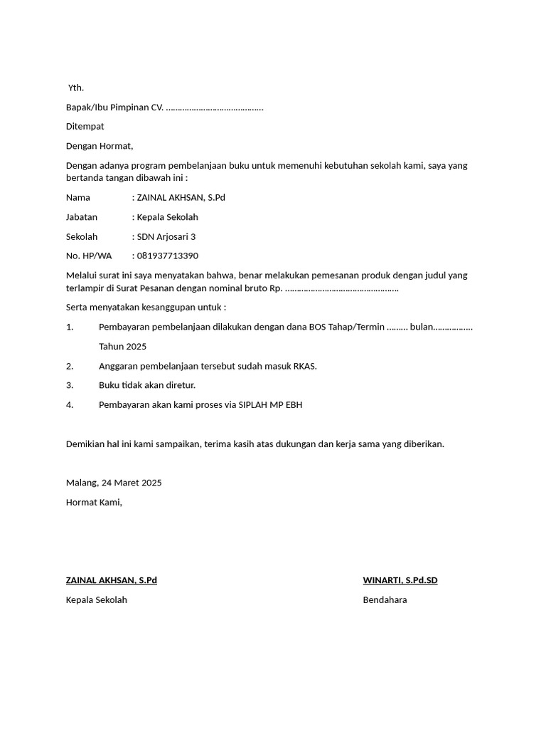 Erlangga Permintaan Form Tagihan | PDF