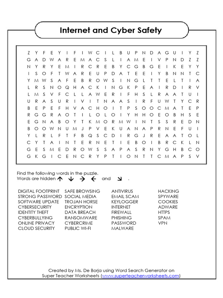 Super Teacher Worksheets Internet and Cyber Safety | PDF | Security ...