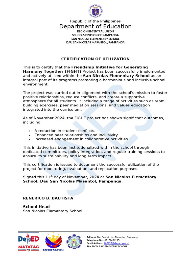 Certification Of Utilization Docx Wap Pdf