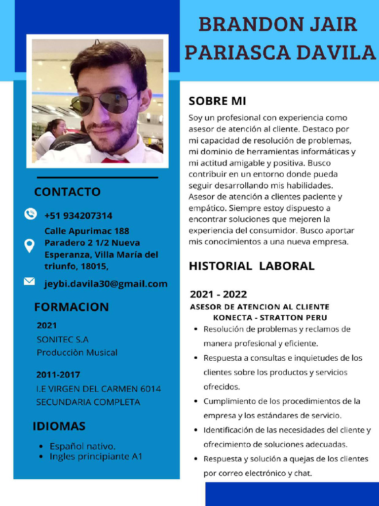 CV Brandon Pariasca Actualizado | PDF