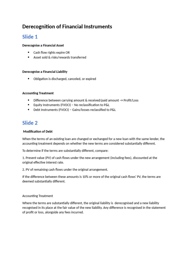 Derecognition of Financial Instruments | PDF