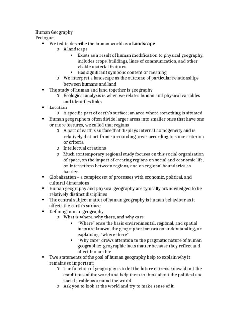 Understanding Human Geography Dynamics | PDF | Geography | Landscape