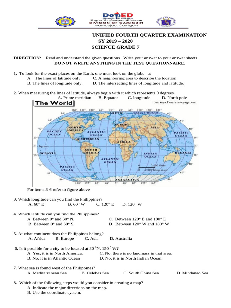 Grade 7 Science Q4 Exam Questions | PDF | Eclipse | Atmosphere Of Earth