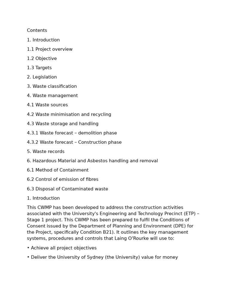 Construction Waste Management Plan Guide | PDF | Waste | Waste Management