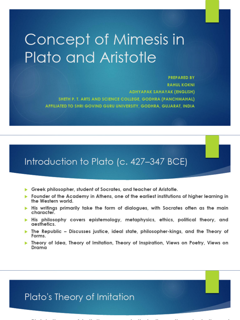 Plato and Aristotle on Mimesis | PDF | Plato | Aristotle