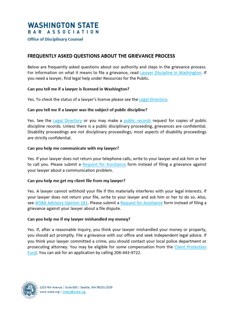 Grievance Questions | PDF | Lawyer | Complaint