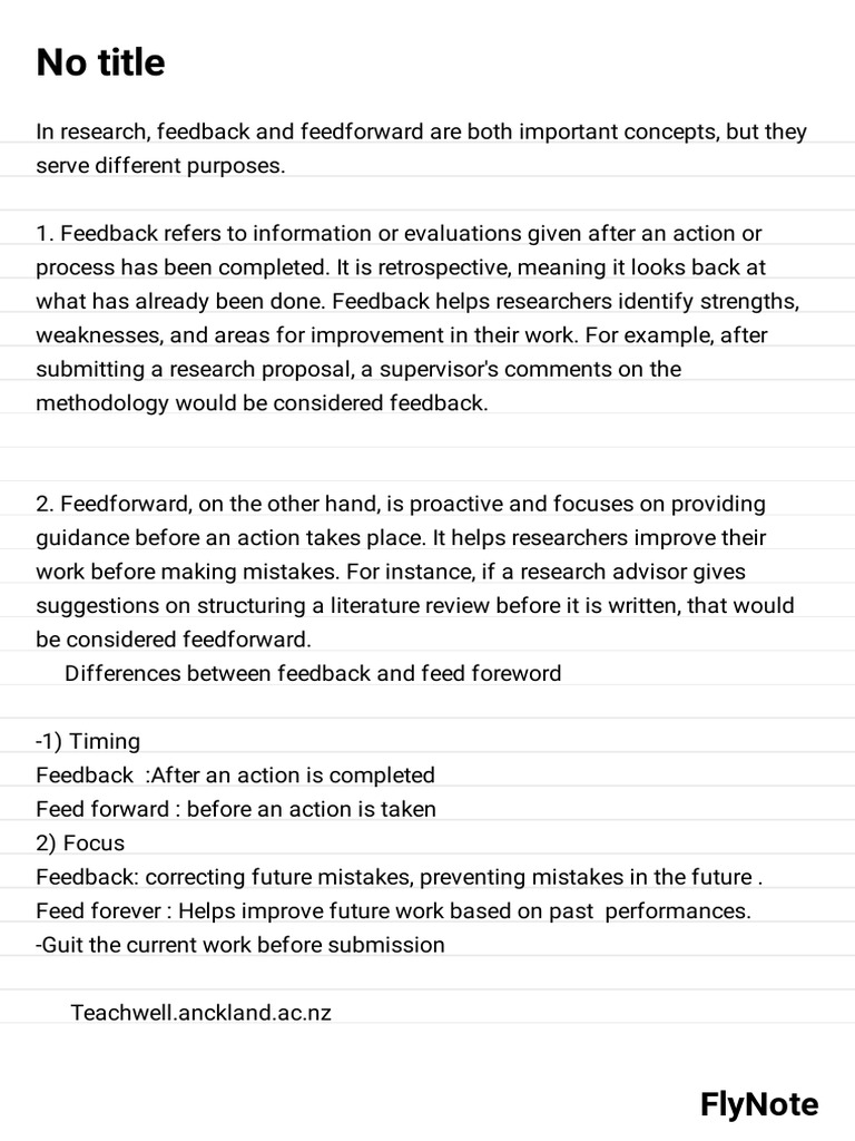 Feedback vs. Feedforward in Research | PDF