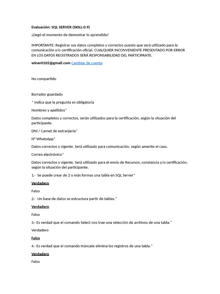 Evaluación SQL Server (Skill-09 | PDF
