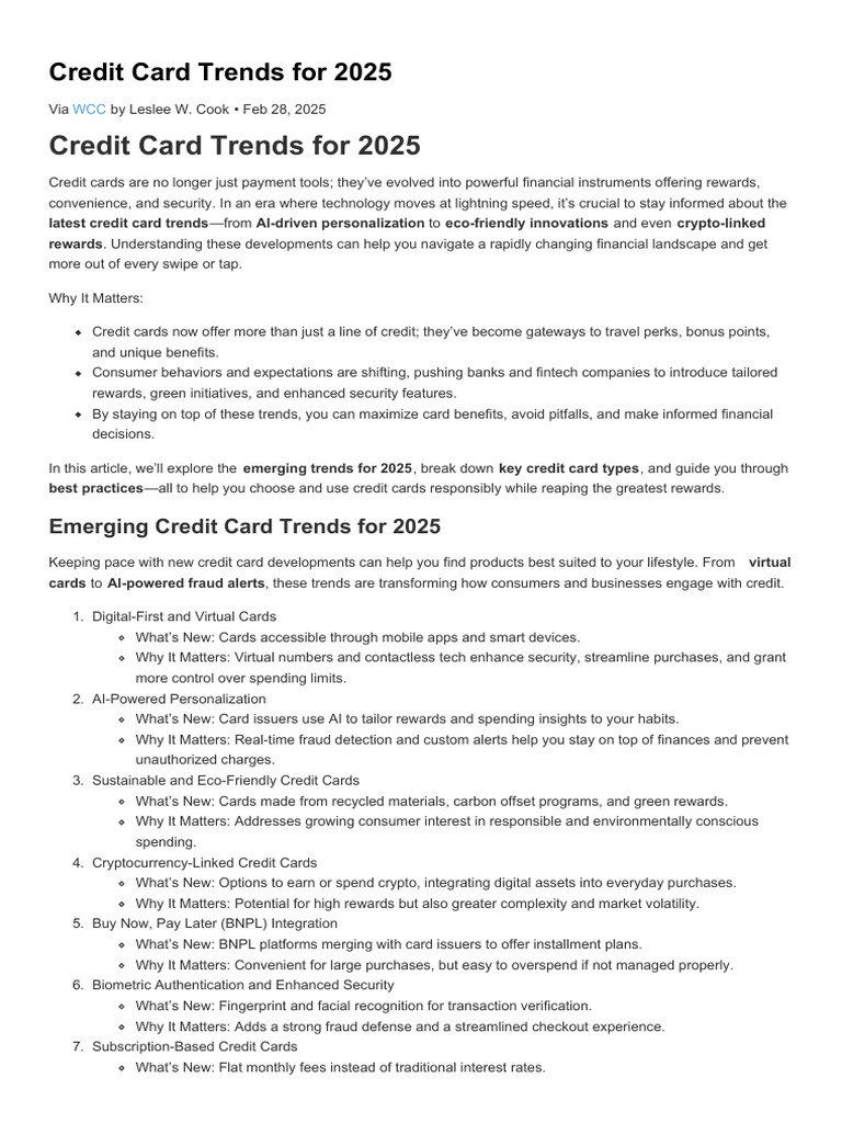 Credit Card Trends and Innovations 2025 | PDF | Credit Card | Business