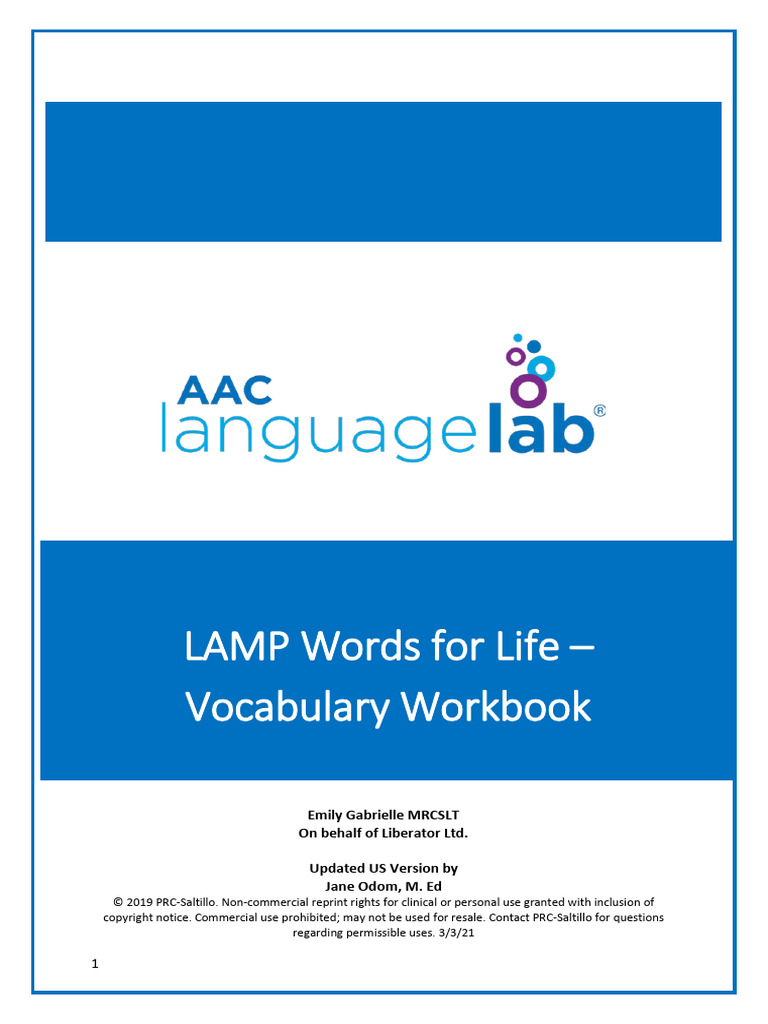 LAMP Words for Life Vocabulary Guide | PDF | Part Of Speech | Pronoun