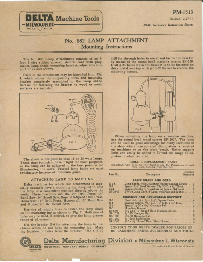 5834 Delta 882 Lamp | PDF