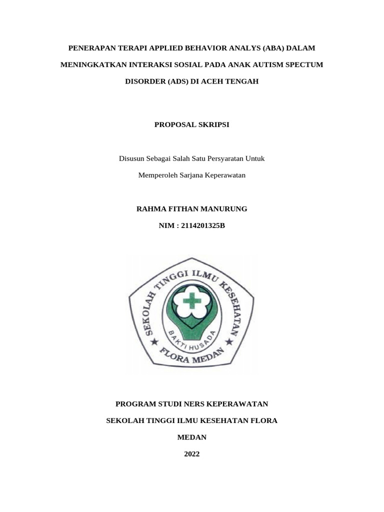 PENERAPAN TERAPI APPLIED BEHAVIOR ANALYS (ABA) DALAM MENINGKATKAN ...