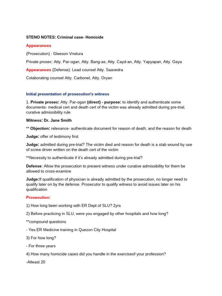 STENO Prosecution 1st Witness | PDF | Cardiopulmonary Resuscitation ...