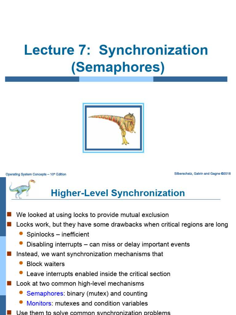Lecture7 Synchronization-Semaphores | PDF | Computer Science | Operating System Technology