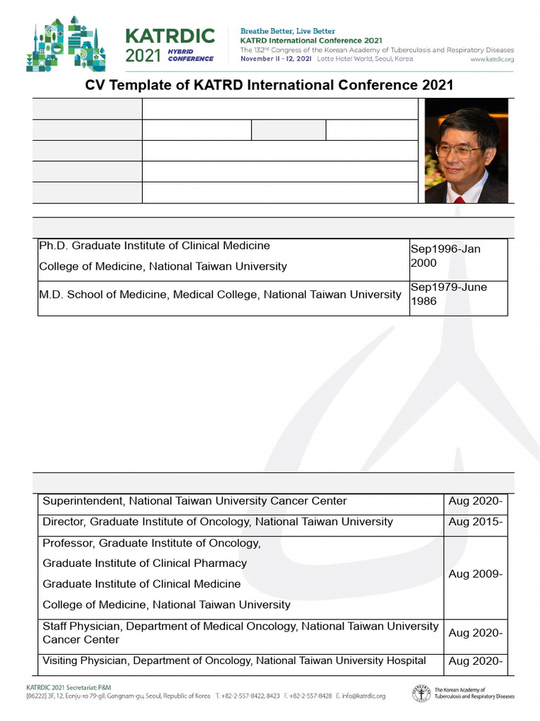 CV - James Chih-Hsin Yang | PDF | Doctor Of Medicine | Epidermal Growth ...