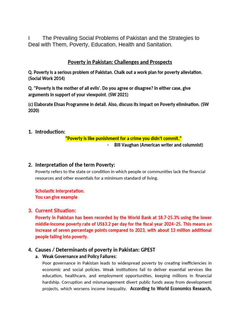 The Prevailing Social Problems of Pakistan | PDF | Cost Of Living | Poverty