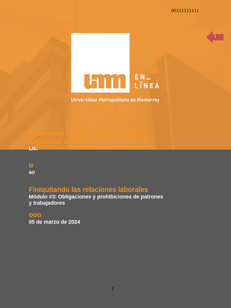 Relaciones Individuales de Trabajo y Seguridad Social Módulo 3. Reporte de solución de ...