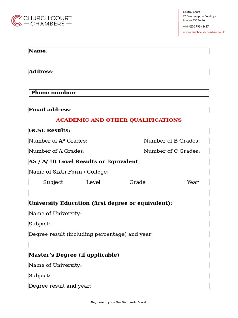 Pupillage Form 2025 2026 | PDF | Barrister | Justice