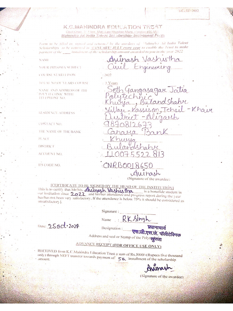 Avinash Mahindra (5th Installment) All Documents | PDF