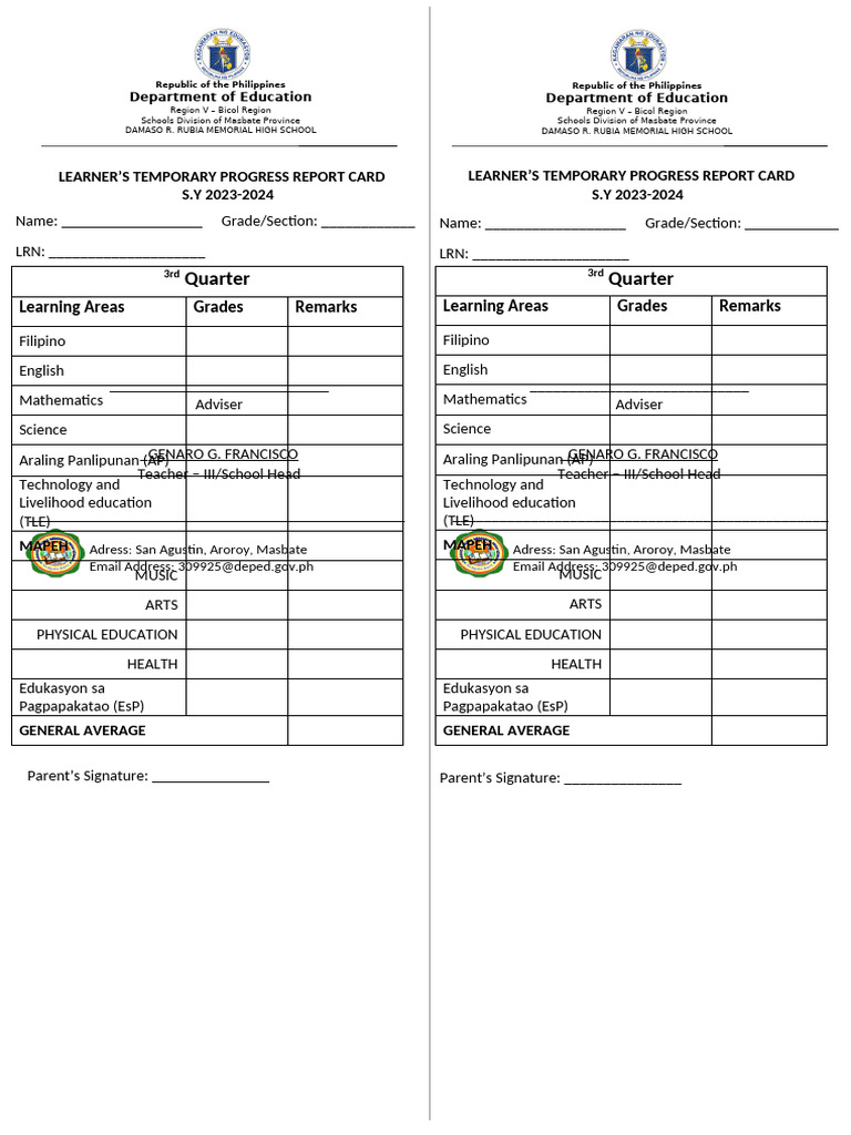 Temporary-Report-Card | PDF | Intelligence | Cognition