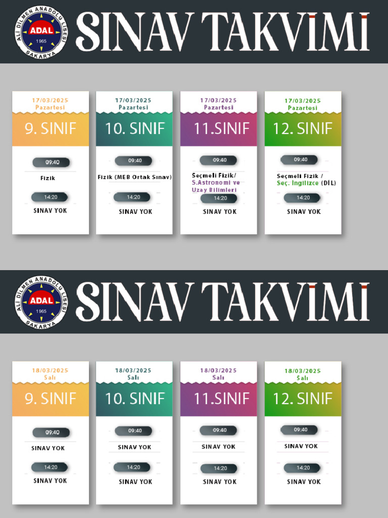 2 Dönem 1 Sinav Programi | PDF