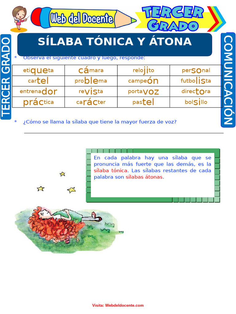 Sílaba Tónica para Tercer Grado | PDF