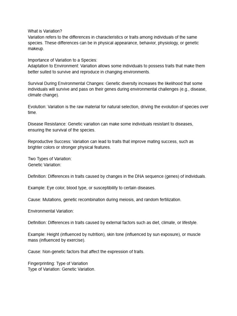 variation lab write up | PDF | Fingerprint | Genetic Diversity